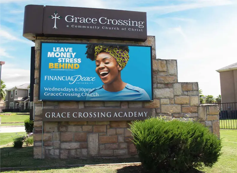 Modern Outdoor Digital Church Signs - LED Signage for Worship Building